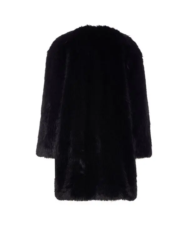 Max Mara Crewneck Long-sleeved Fur Coat