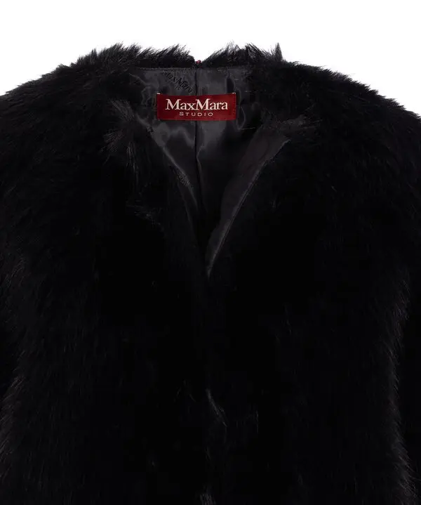 Max Mara Crewneck Long-sleeved Fur Coat