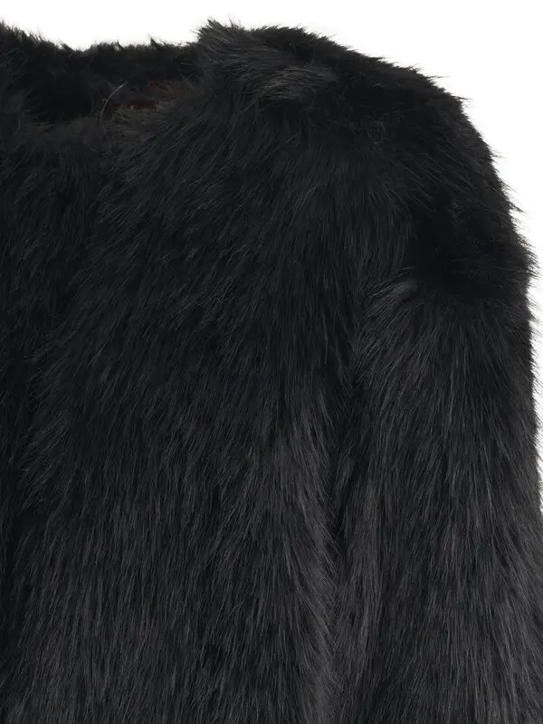 Max Mara Crewneck Long-sleeved Fur Coat