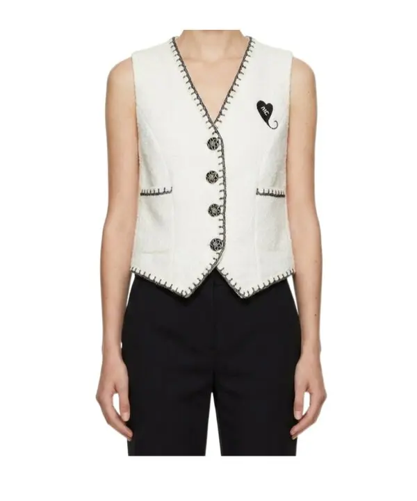 Marissa Chiara Sleeveless V-neck Vest - White