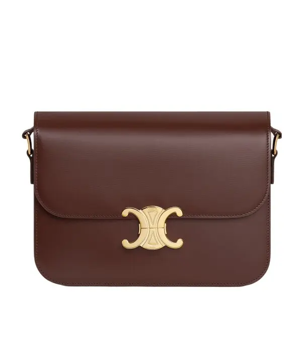 Celine Classique Triomphe Bag In Shiny Calfskin - Brown