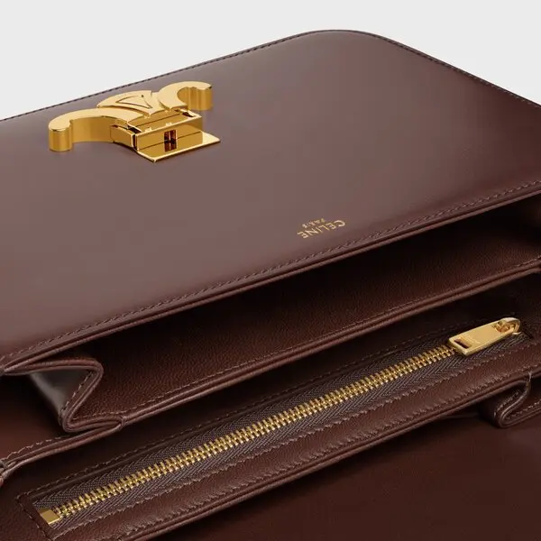 Celine Classique Triomphe Bag In Shiny Calfskin - Brown