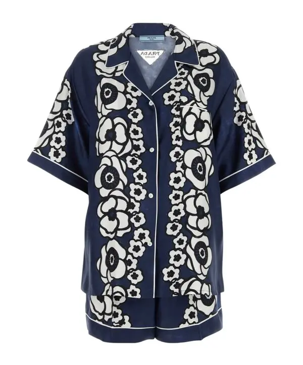 Prada Floral-print Short Pyjamas - Black