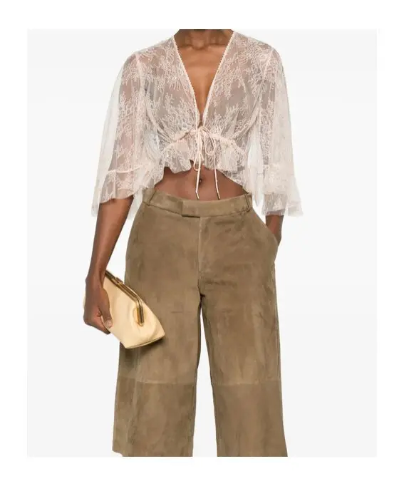 Alberta Ferretti Lace Trimmed Short Sleeve Shirt