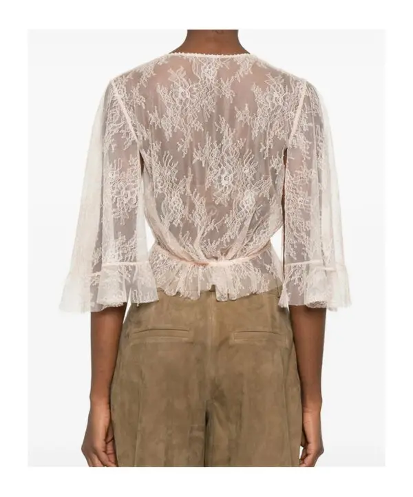 Alberta Ferretti Lace Trimmed Short Sleeve Shirt