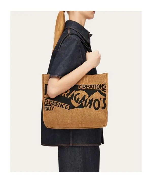 FERRAGAMO Logo Tote Bag - Brown