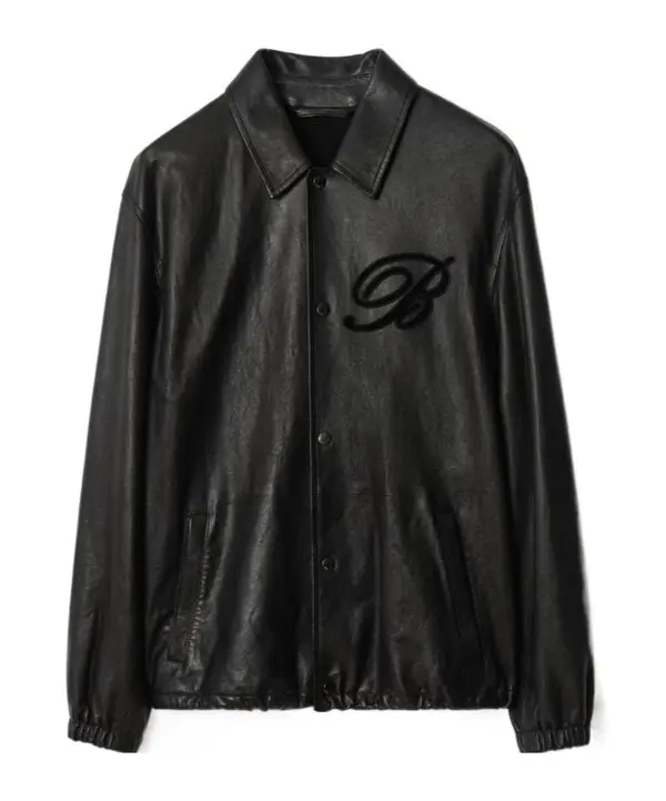 Burberry Cursive Logo Leather Overshirt - Black