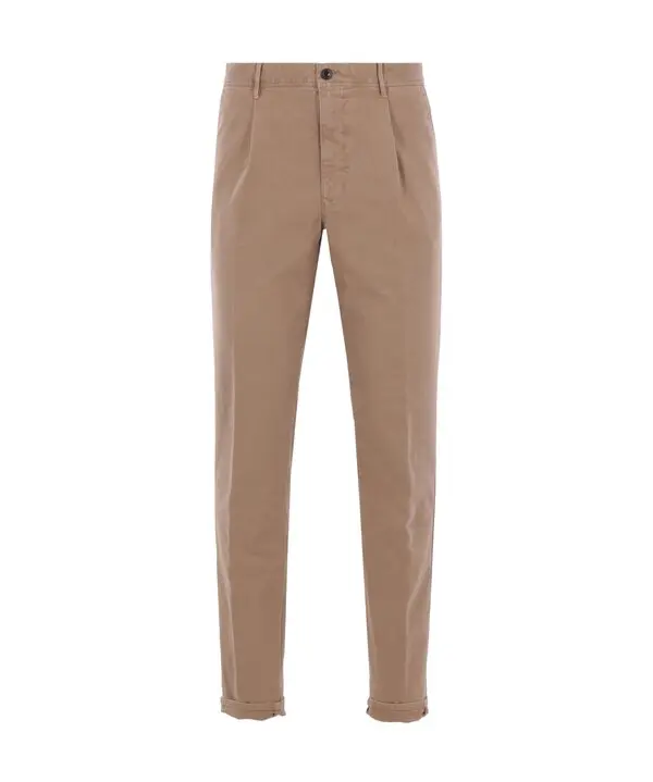 Incotex Tapered Fit Pleated Stretch Cotton Trousers
