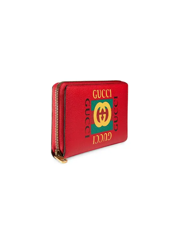Gucci Print Leather Zip Around Wallet