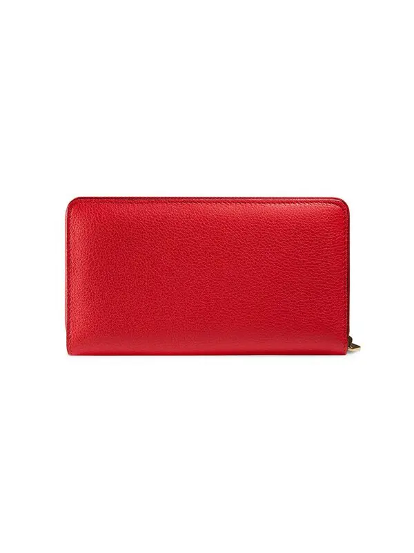 Gucci Print Leather Zip Around Wallet