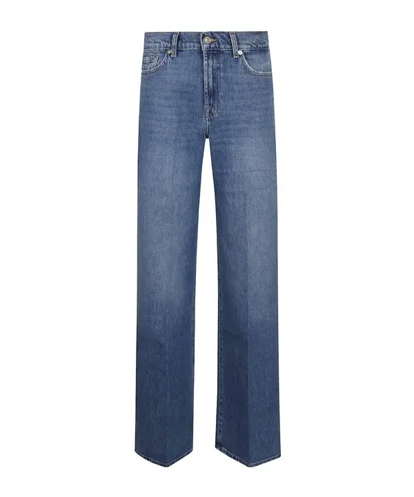 7 For All Mankind Flared Buttoned Jeans - Blue
