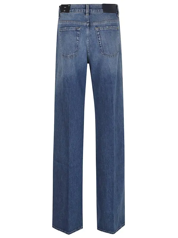7 For All Mankind Flared Buttoned Jeans - Blue