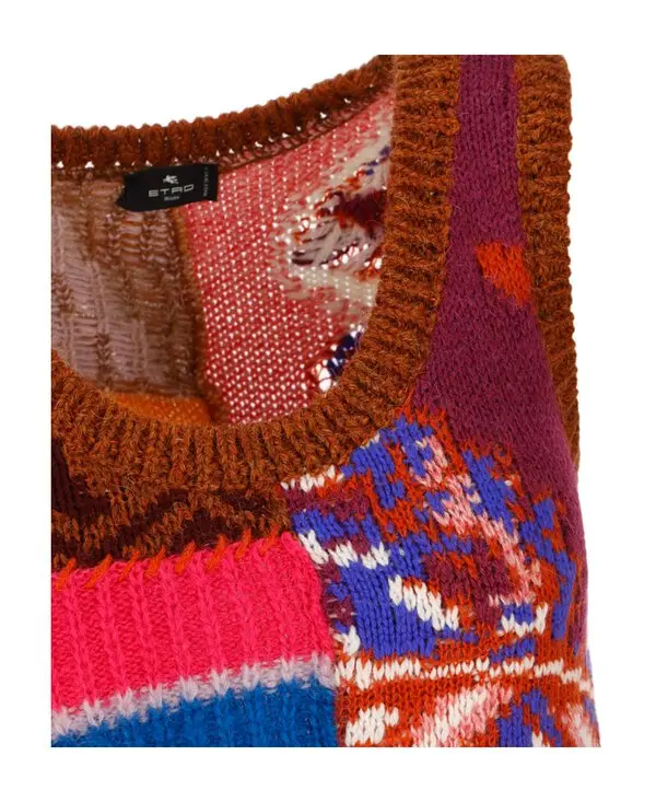 Etro Long Patchwork Knitted Sleeveless Dress