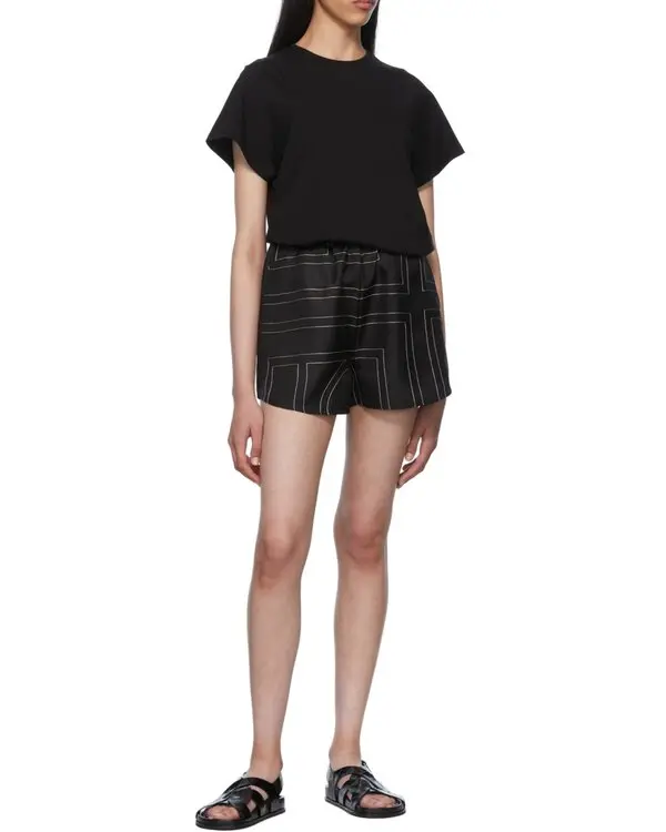 TOTEME Geometric Print Elasticated Waist Shorts - Black