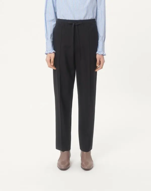 Valentino Garavani Pleated Detail Drawstring Pants - Black
