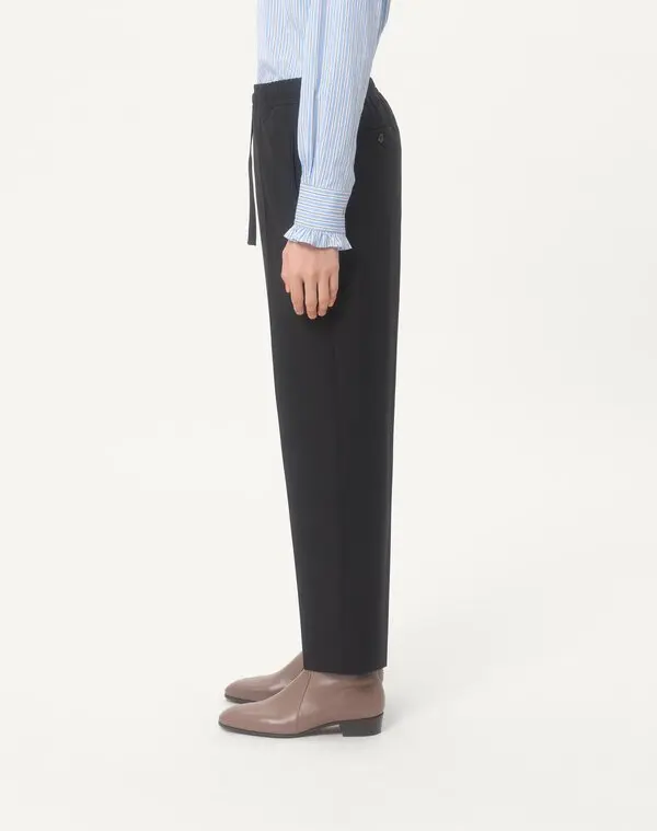 Valentino Garavani Pleated Detail Drawstring Pants - Black