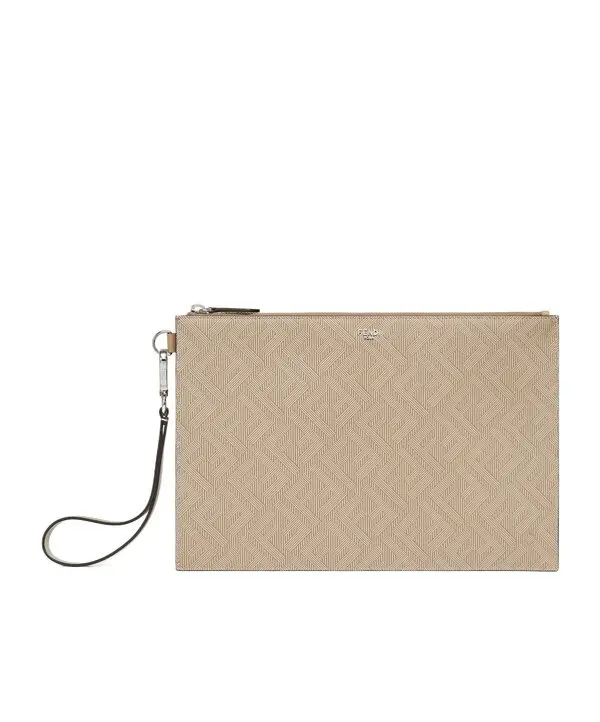 Fendi Shadow Flat Clutch Bag - Beige