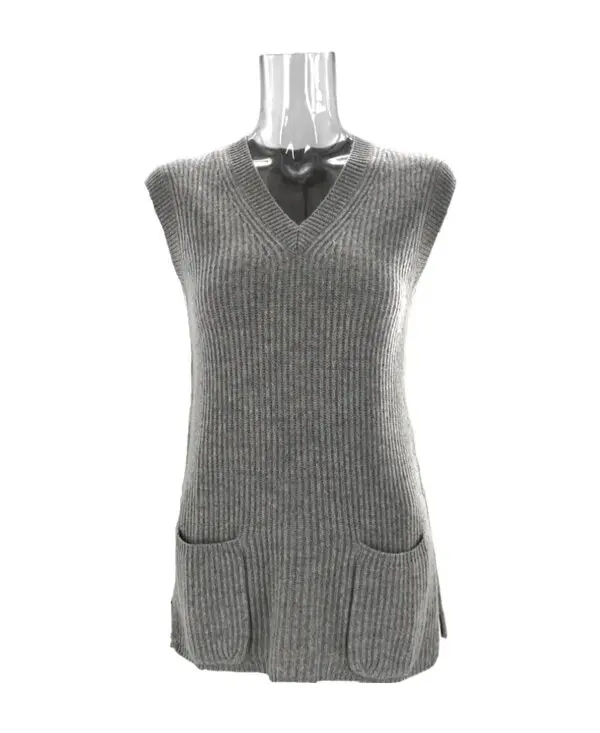 Max Mara Sleeveless Ribbed Knit Vest With Pockets