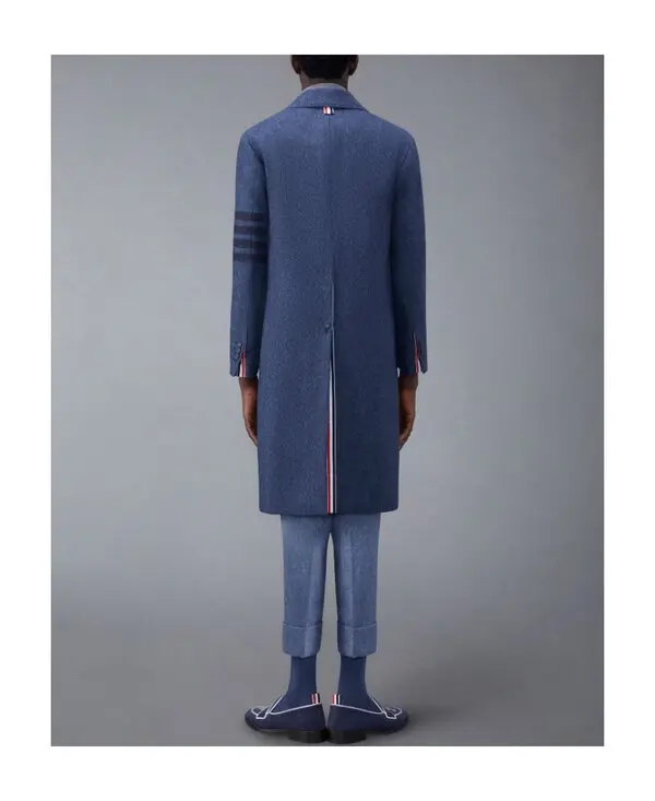 Thom Browne Striped Four-bar Concealed Fastened Coat