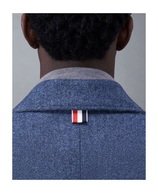 Thom Browne Striped Four-bar Concealed Fastened Coat