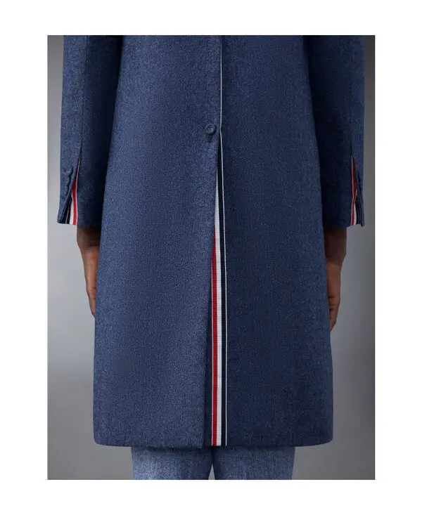 Thom Browne Striped Four-bar Concealed Fastened Coat