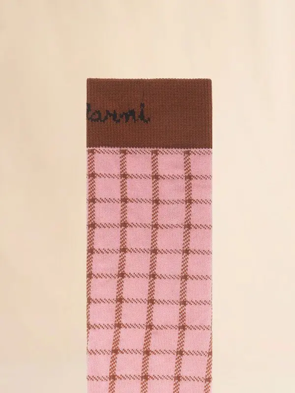 Marni Jacquard Checked Pattern Socks