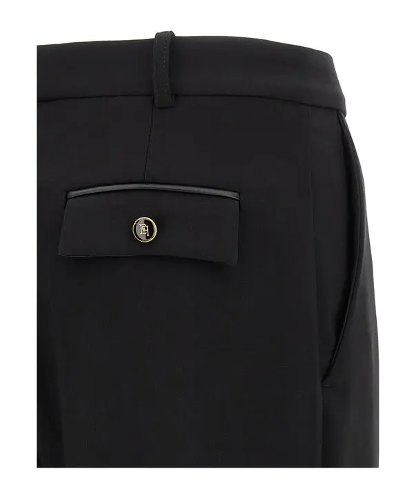 Elisabetta Franchi Fluid Stretch Cady Wide Leg Pants - Black
