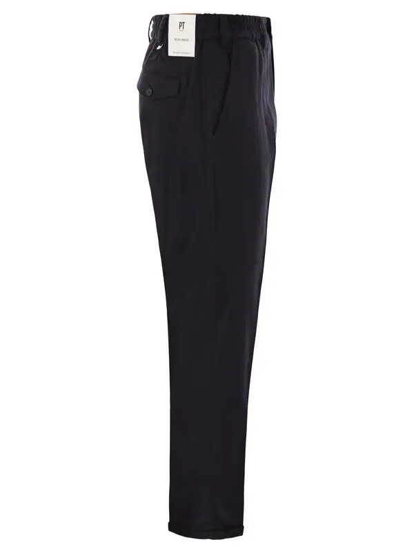 PT TORINO Straight Leg Tailored Trousers - Black