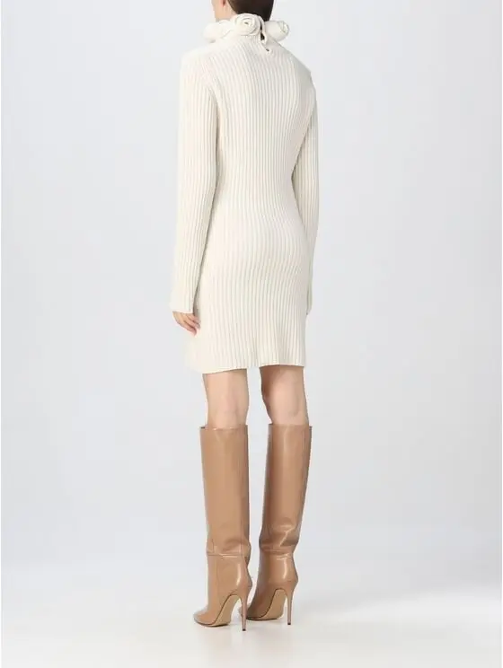 Blumarine Rose Detailed Knitted Mini Dress