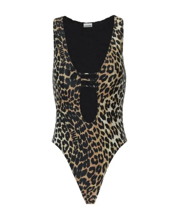 GANNI Printed One-piece Swimsuit - Black