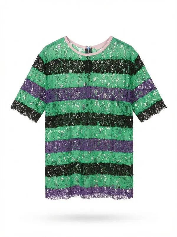 Sportmax Striped Lace T-shirt - Green