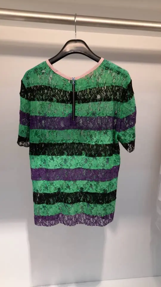 Sportmax Striped Lace T-shirt - Green
