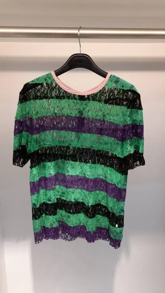 Sportmax Striped Lace T-shirt - Green