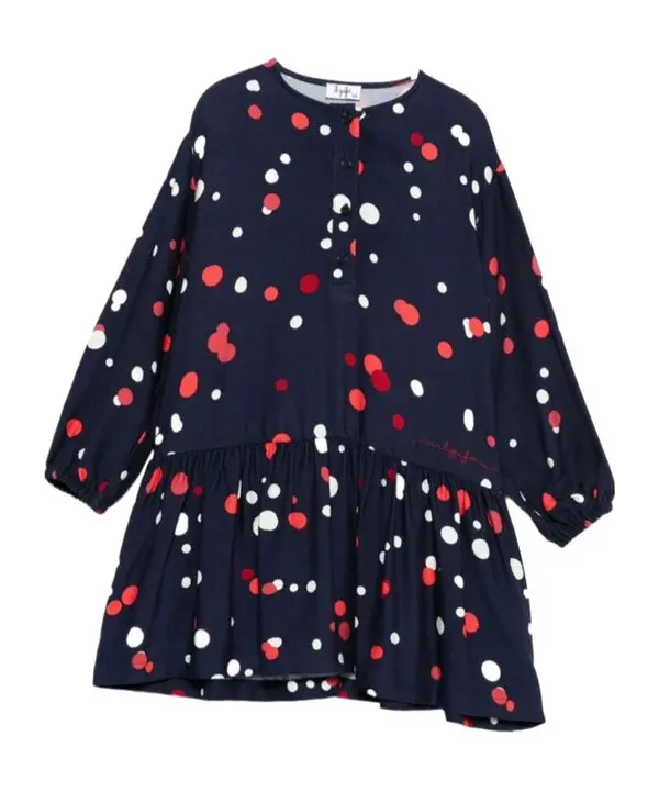 IL GUFO Polka Dot Long Sleeve Dress