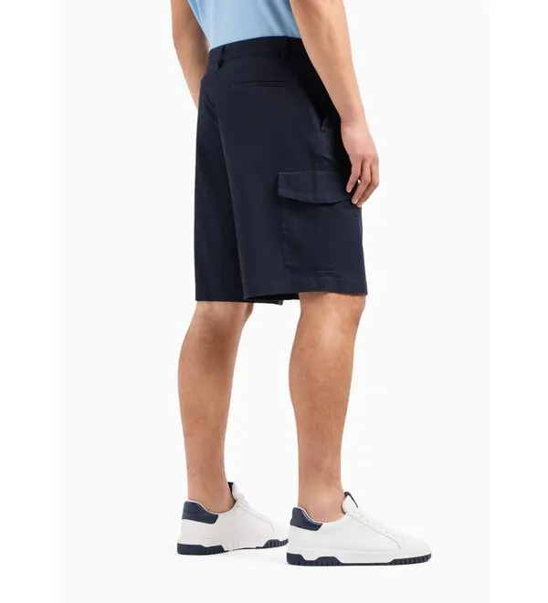 Armani Exchange Cargo Shorts With Belt Loops - Navy Blue
