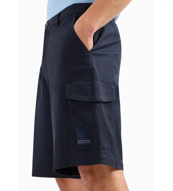 Armani Exchange Cargo Shorts With Belt Loops - Navy Blue