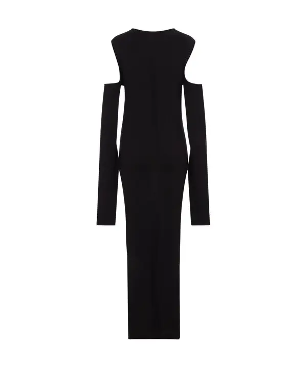 Rick Owens Cape-sleeve Cut-out Ribbed Dress - Black