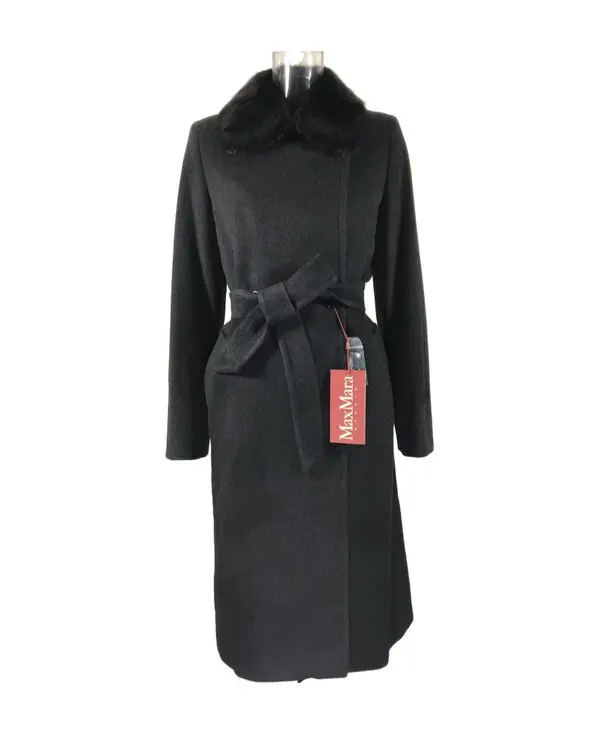 Max Mara Belted Lapel Long Sleeve Coat