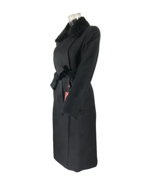 Max Mara Belted Lapel Long Sleeve Coat