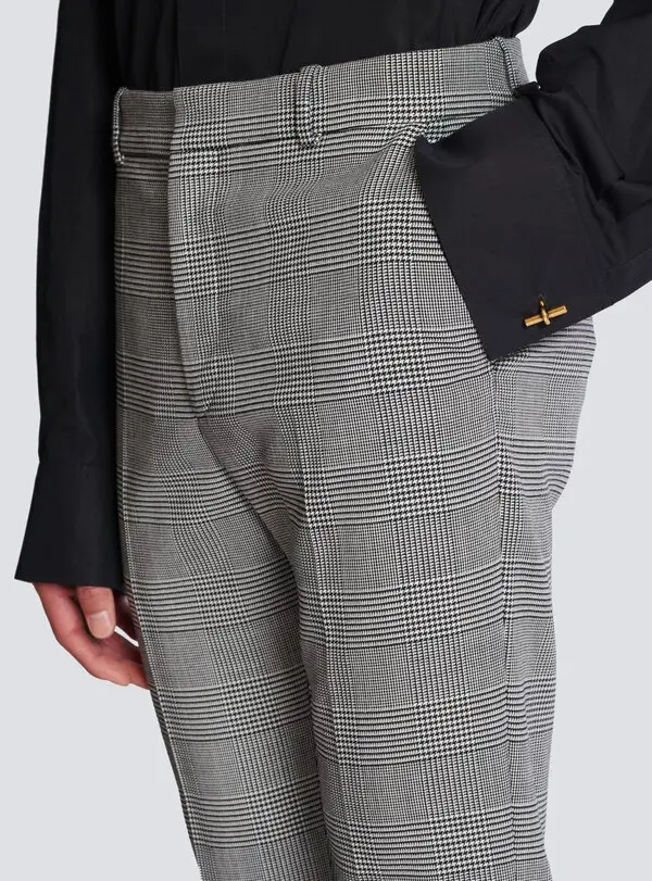 Balmain Prince Of Wales Plaid Tailored Trousers