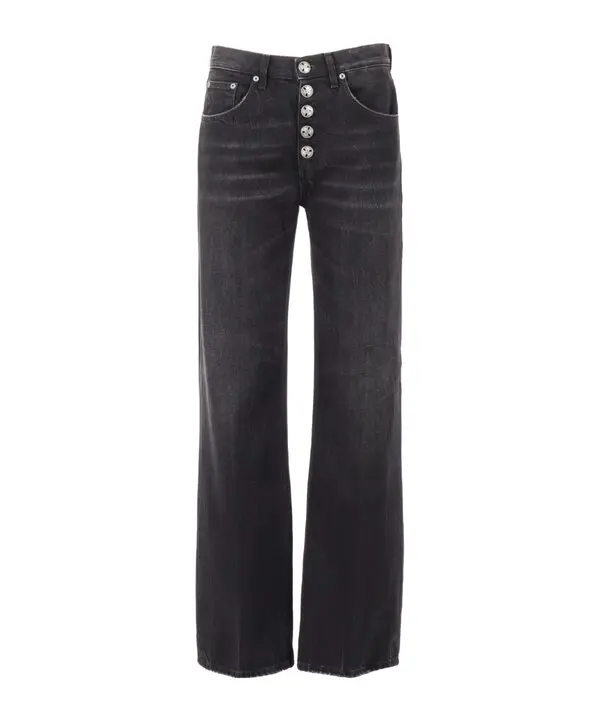 DONDUP Jacklyn Wide-leg Jeans With Buckle Detail - Black