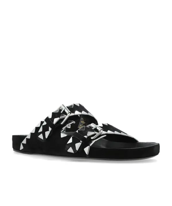 Isabel Marant Étoile Lennyo Studded Slide Sandals - Black