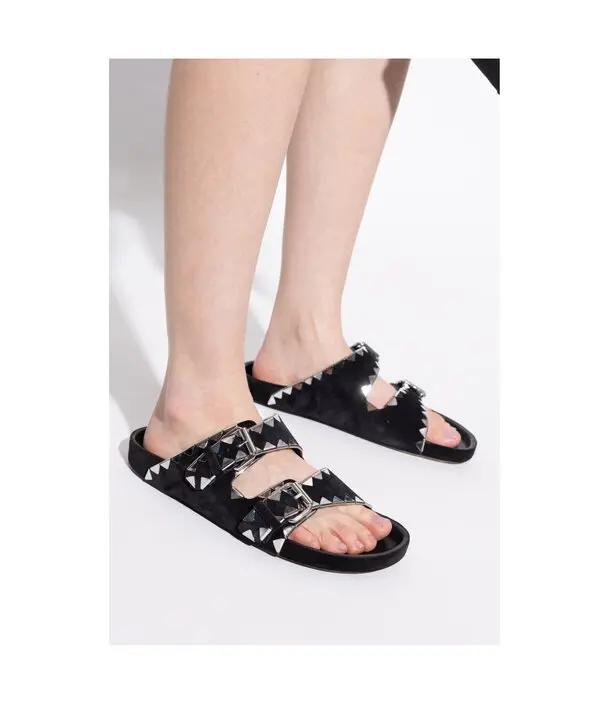 Isabel Marant Étoile Lennyo Studded Slide Sandals - Black