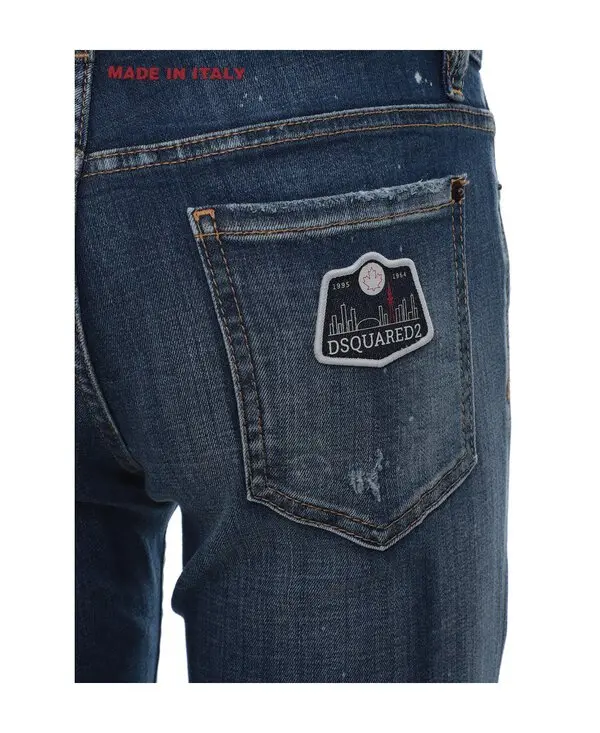 Dsquared2 Paint Splattered Skinny Jeans - Blue