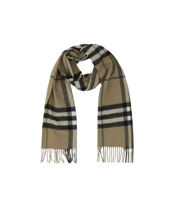 Burberry Checked Fringed-edge Scarf - Gray