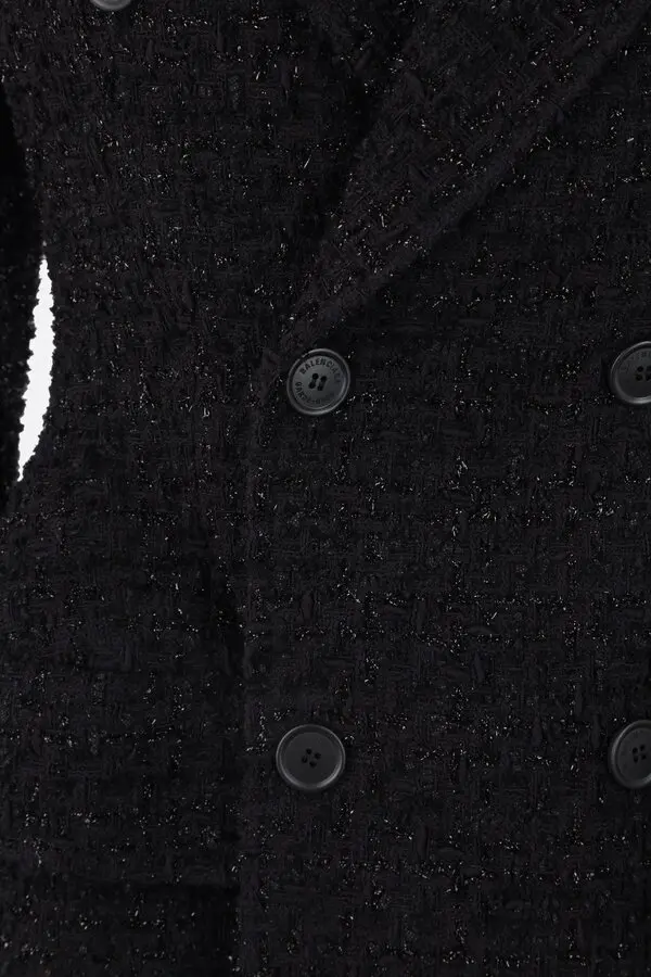 Balenciaga Double-breasted Tweed Blazer - Black