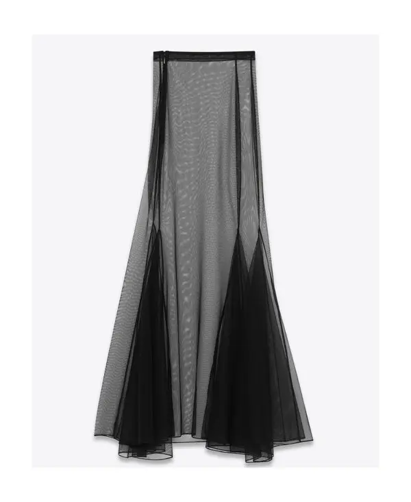 Saint Laurent Long Stretch Tulle Skirt