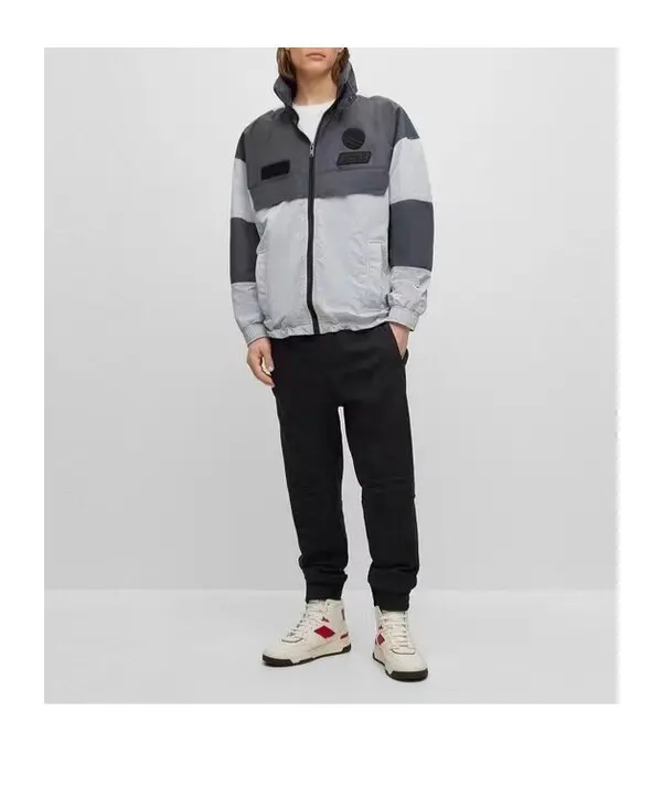 Hugo Boss Logo Patch Color Block Hooded Jacket