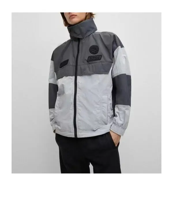 Hugo Boss Logo Patch Color Block Hooded Jacket