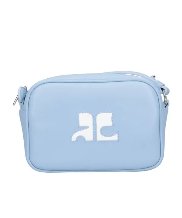 COURREGES Courrges Reedition Logo Patch Zip-up Shoulder Bag - Blue